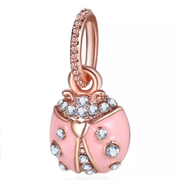 Jewelry | Crystal Rose Gold Ladybug Dangle Charm | Poshmark